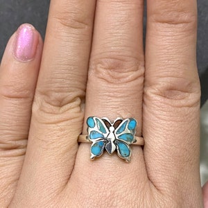 Vintage Sterling Silver Turquoise Butterfly Ring Size 7 - Etsy