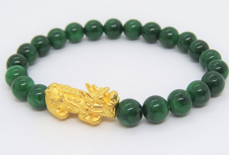 Vintage 24K 999 Pure Gold 3D Pixiu With Green Jadeite Jade - Etsy