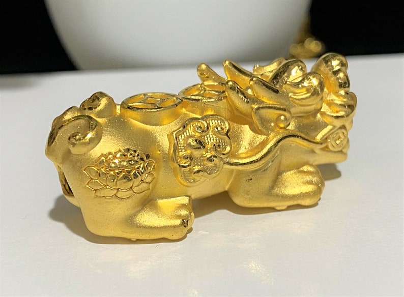 24K 999 Pure Gold Pixiu Dragon Charm Pendant Make for - Etsy