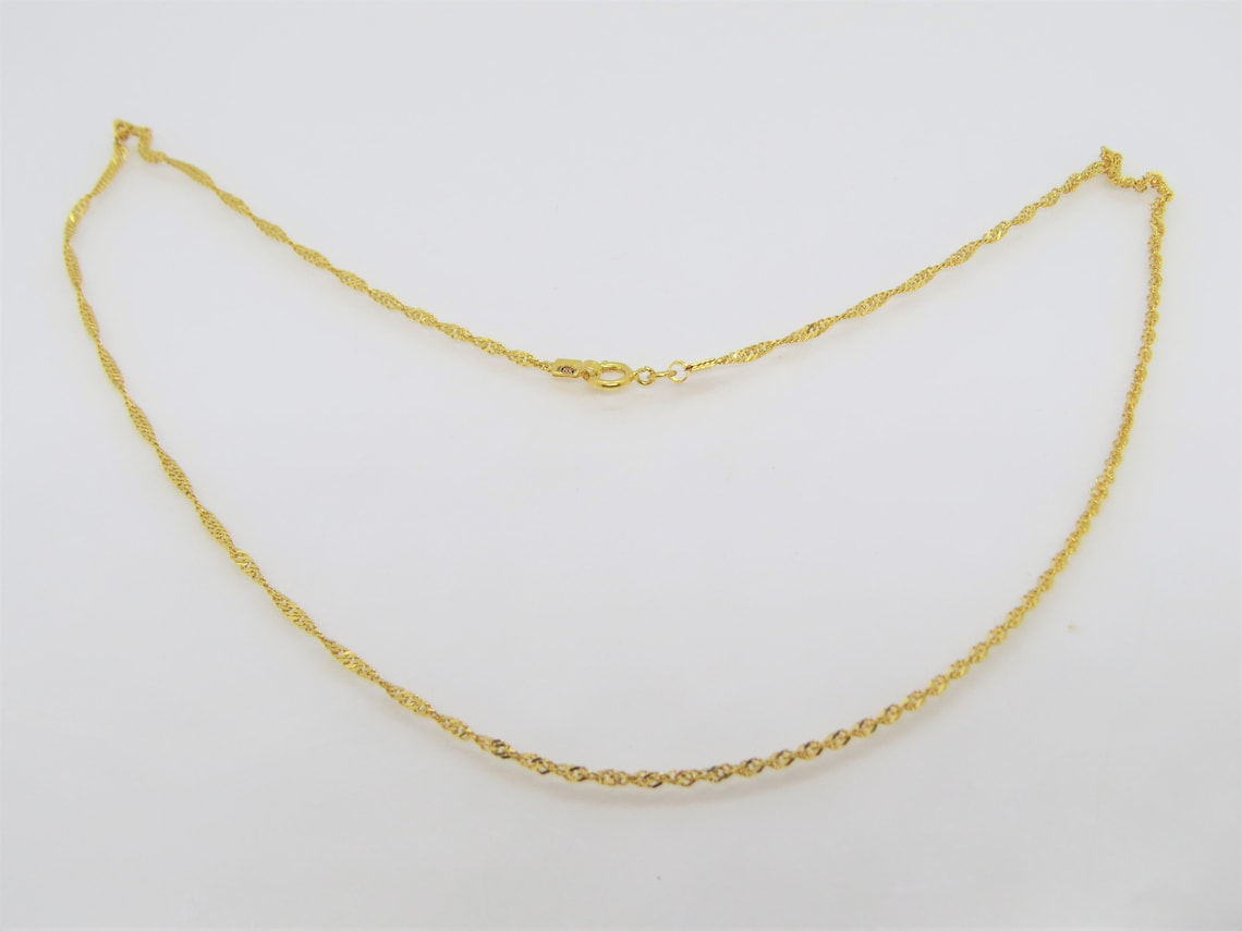 Vintage 18K Solid Yellow Gold Twisted Rope Link Chain Necklace | Etsy