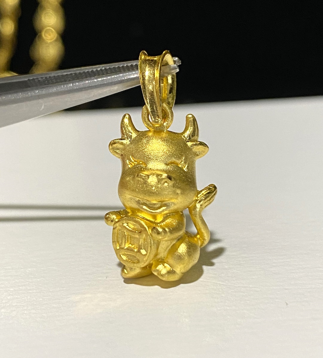 Vintage 24K 999 Pure Gold Ox Zodiac Pendant. - Etsy
