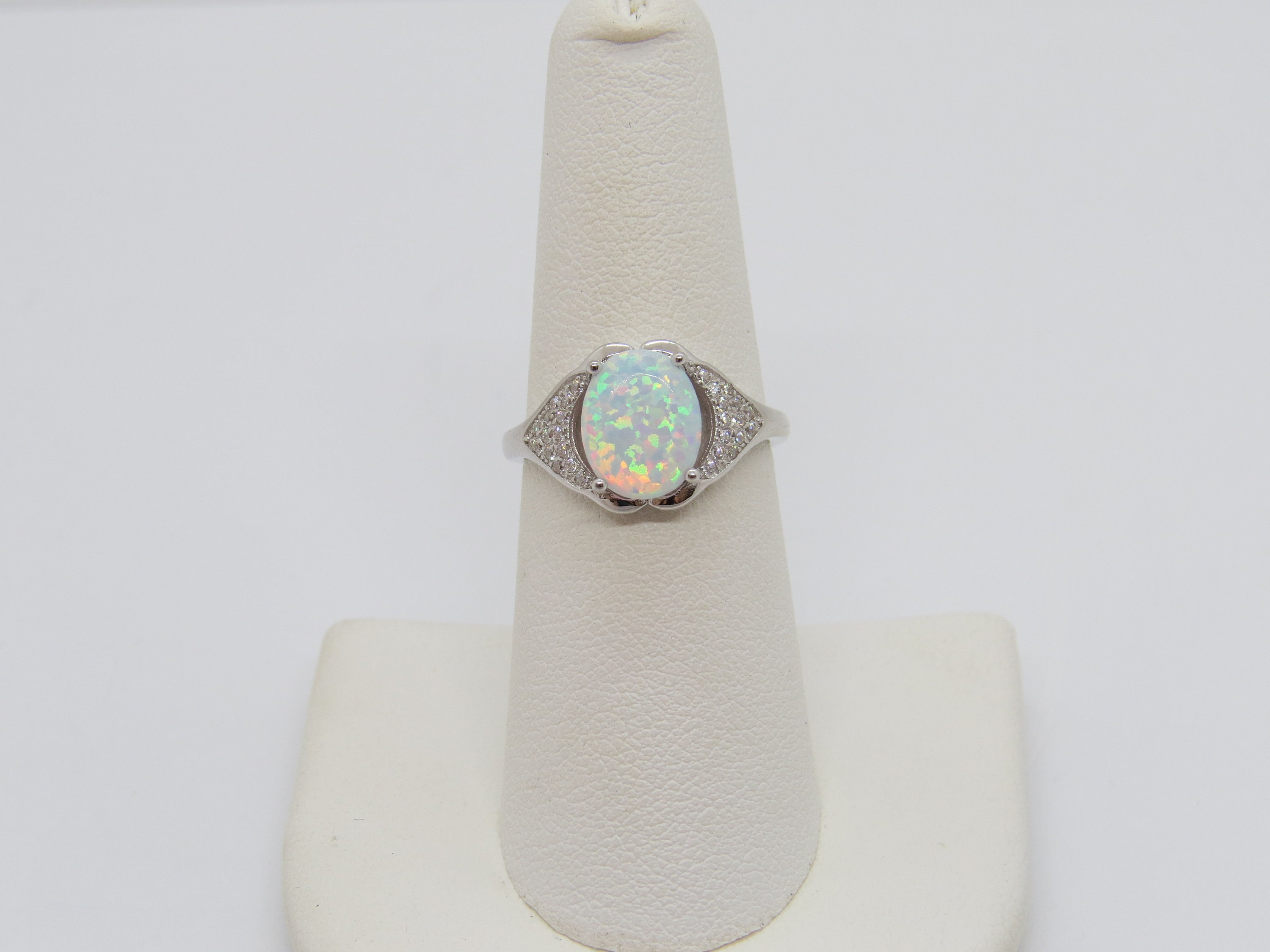 Vintage Sterling Silver White Opal & White Topaz Ring Size 7 | Etsy