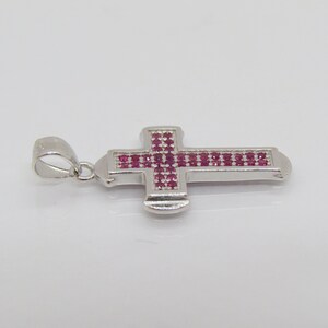 Vintage Sterling Silver Ruby Pave Cross Pendant - Etsy