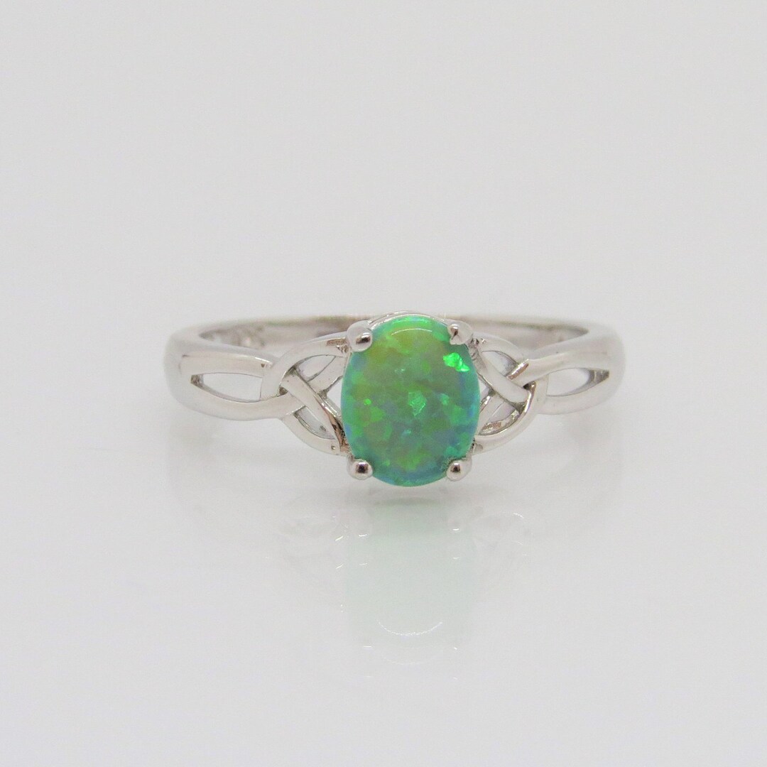 Sterling Silver Green Opal Celtic Ring Size 8 - Etsy