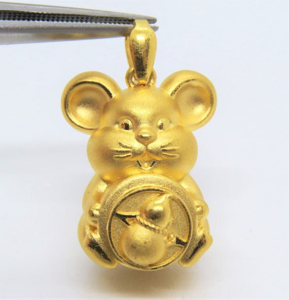 999 Pure 24k Gold 3D Rat Mouse Zodiac Spinning Vintage - Etsy
