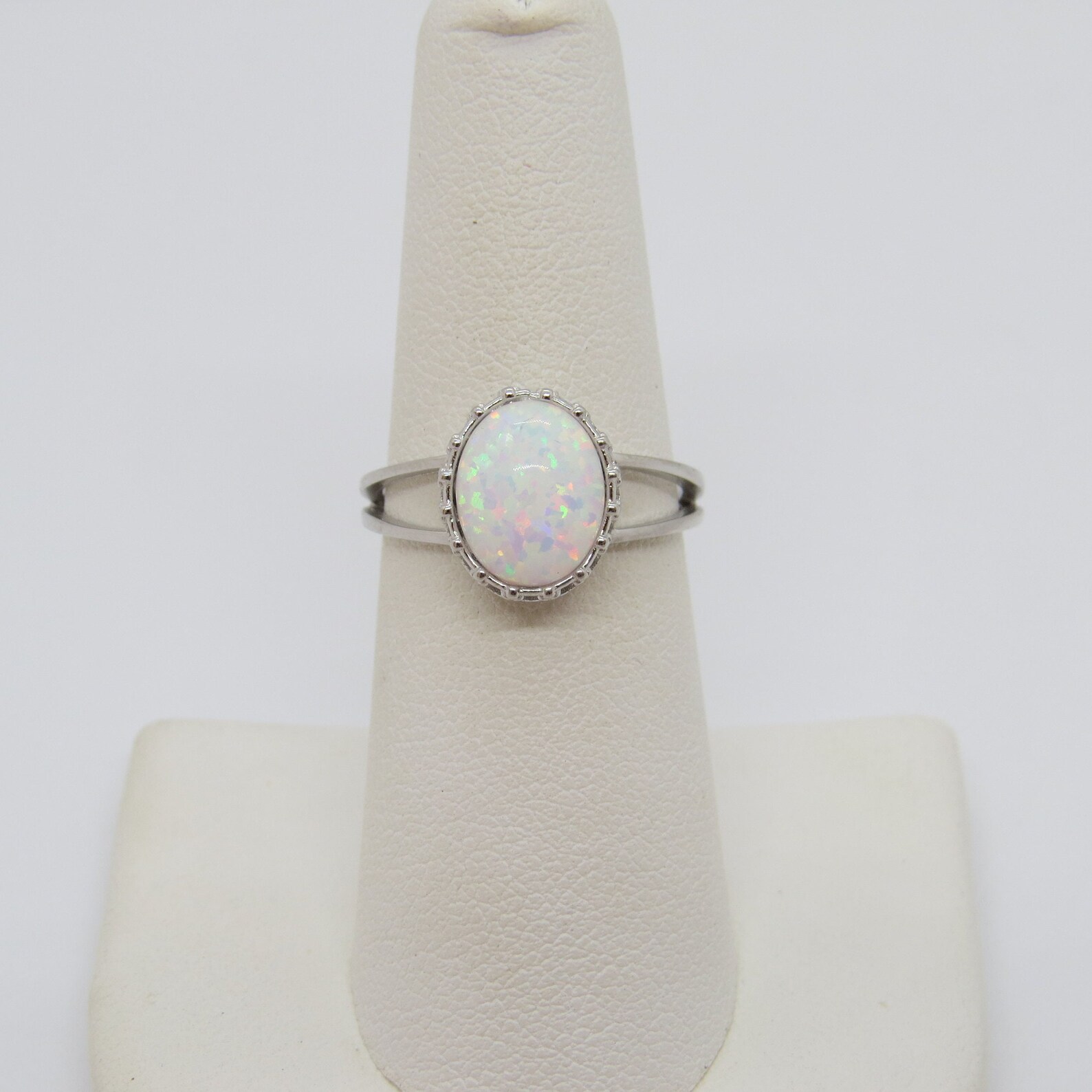 Vintage Sterling Silver Oval White Opal Crown Ring Size 7 - Etsy