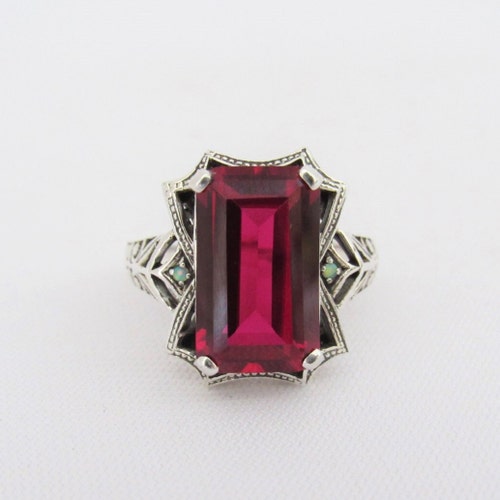Vintage Sterling Silver Ruby Filigree Dome Ring Size 6 - Etsy