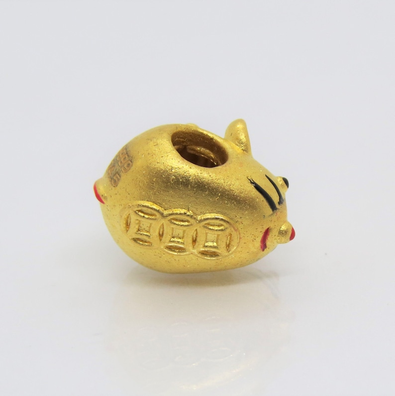 Vintage Pure 24K 9999 Gold Enamel Rat, Mouse Charm Bead Pendant Make ...