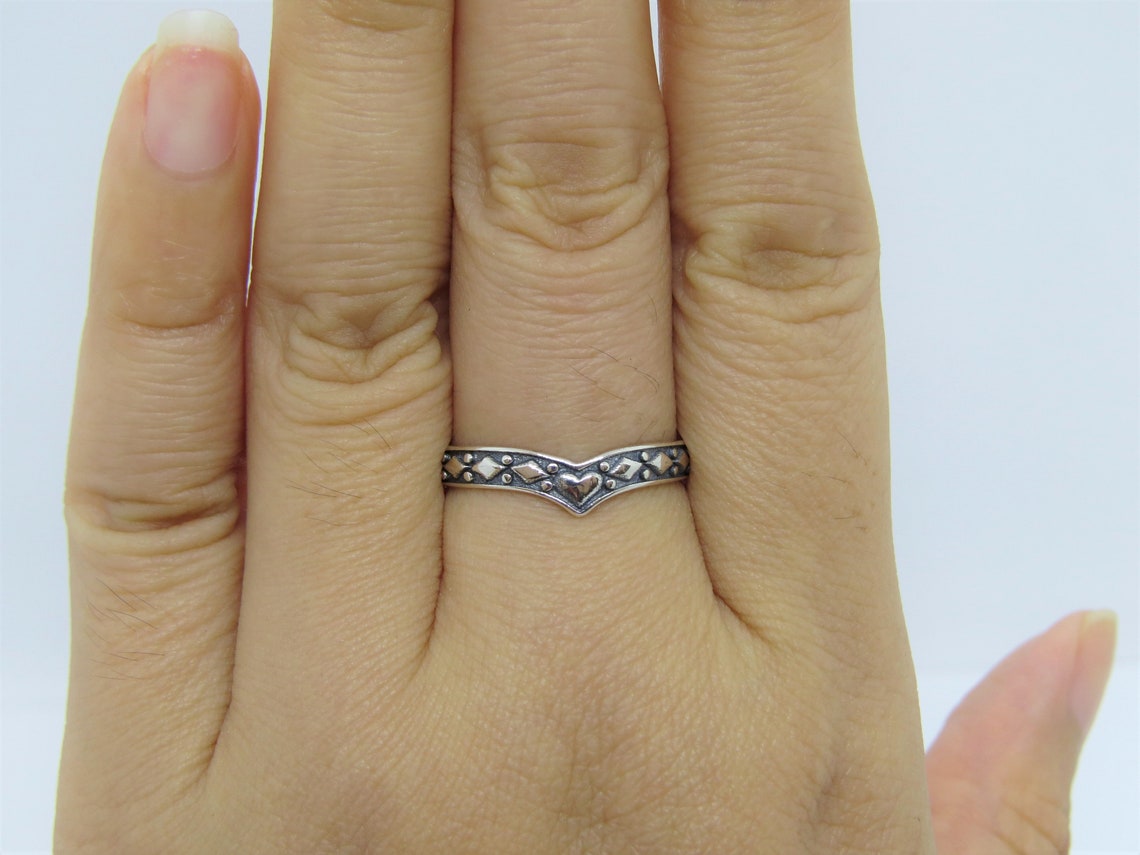 Vintage Sterling Silver V Shaped Ring Size 7 | Etsy