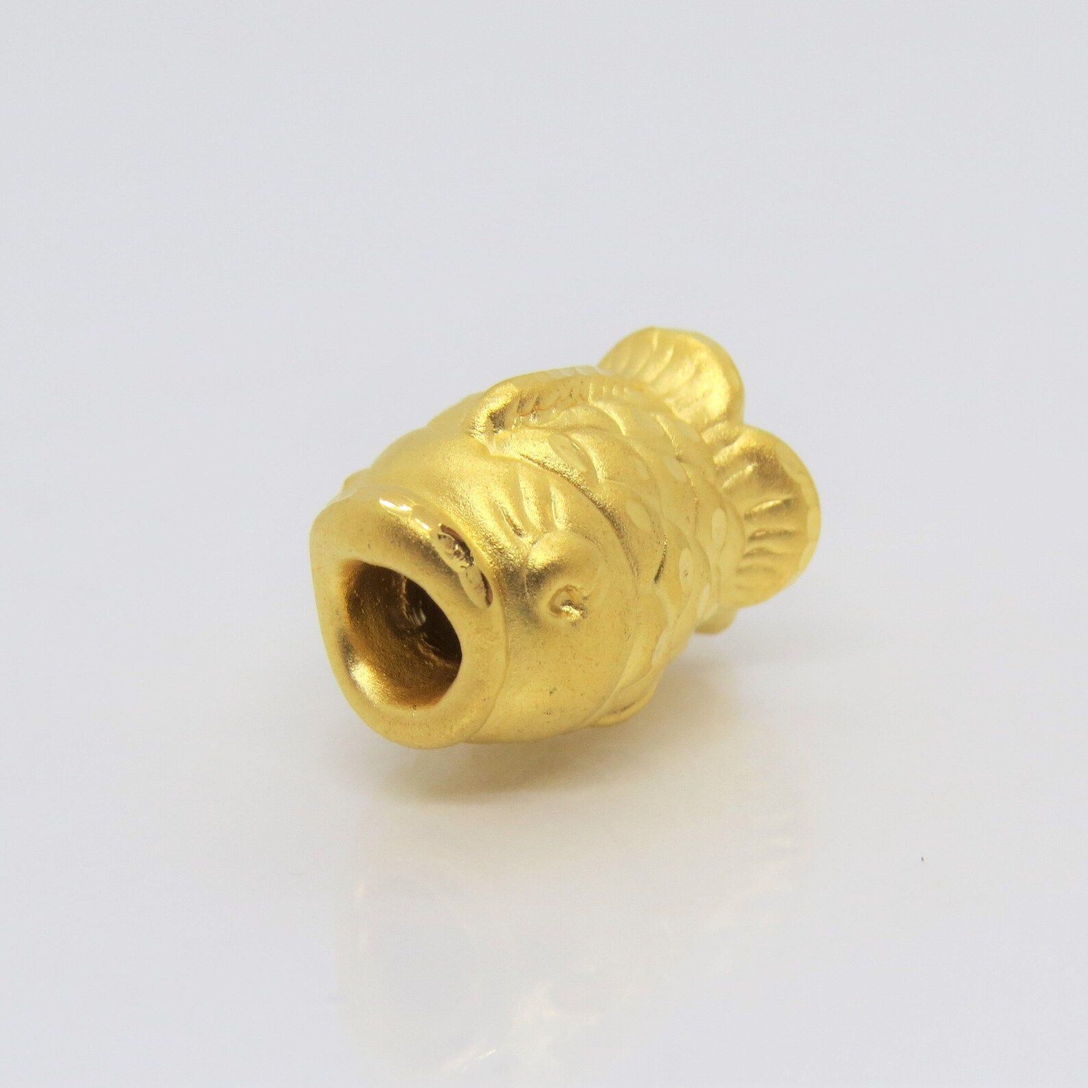Vintage Pure 24K 9999 Gold Fish Goldfish Charm Bead Pendant Make for ...