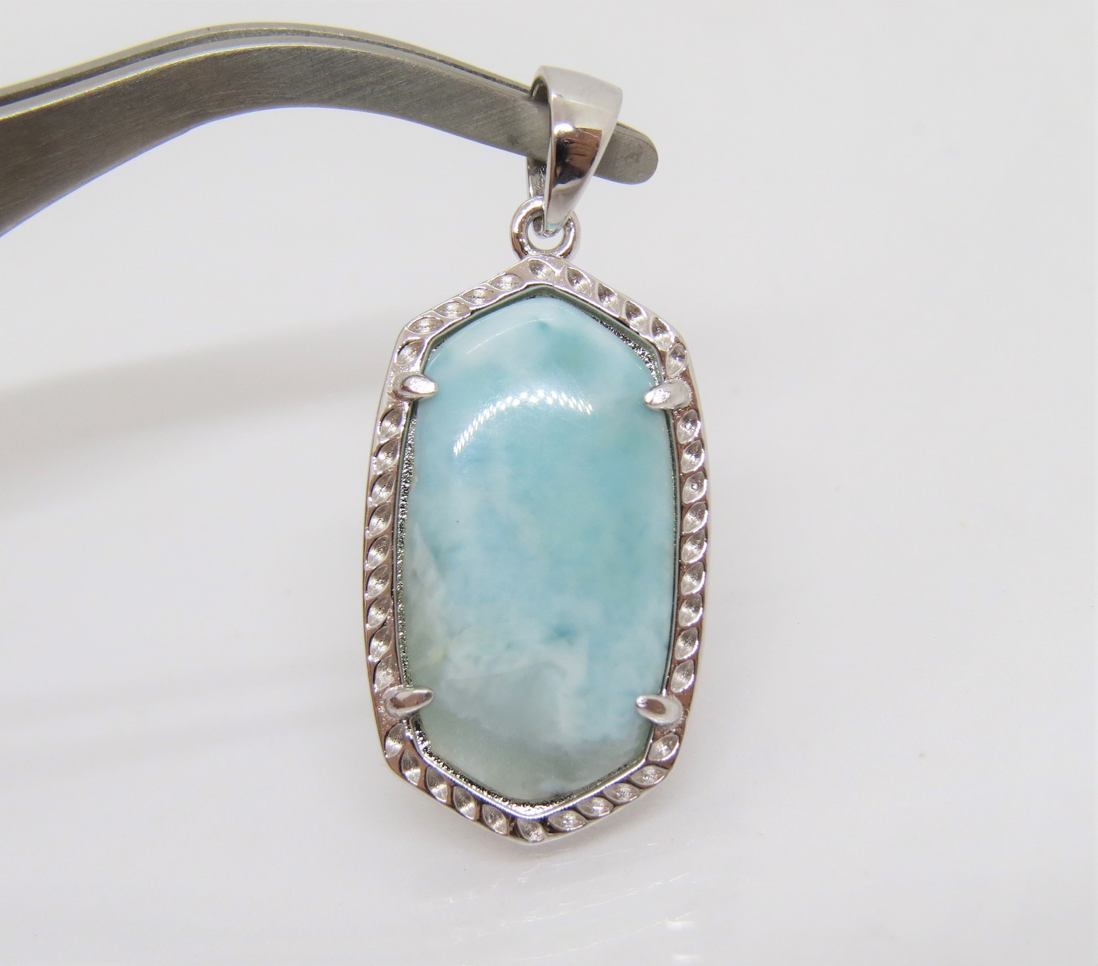 Vintage Sterling Silver Natural Larimar Coffing Pendant - Etsy