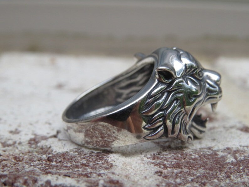 Vintage Sterling Silver Tiger Head Ring. - Etsy