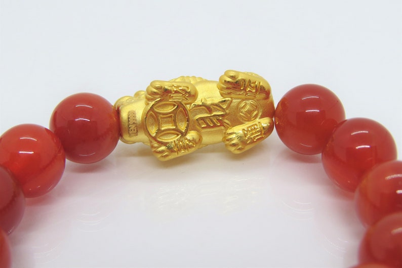 Vintage 24K 9999 Yellow Gold 3D Pixiu With Carnelian Bead - Etsy