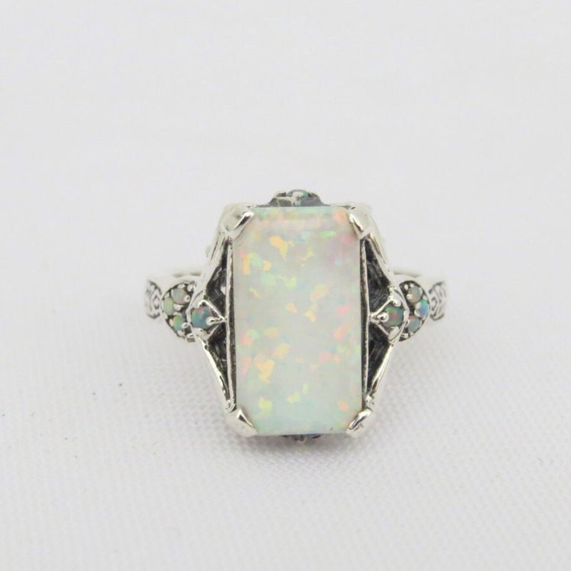 White Opal Ring - Etsy