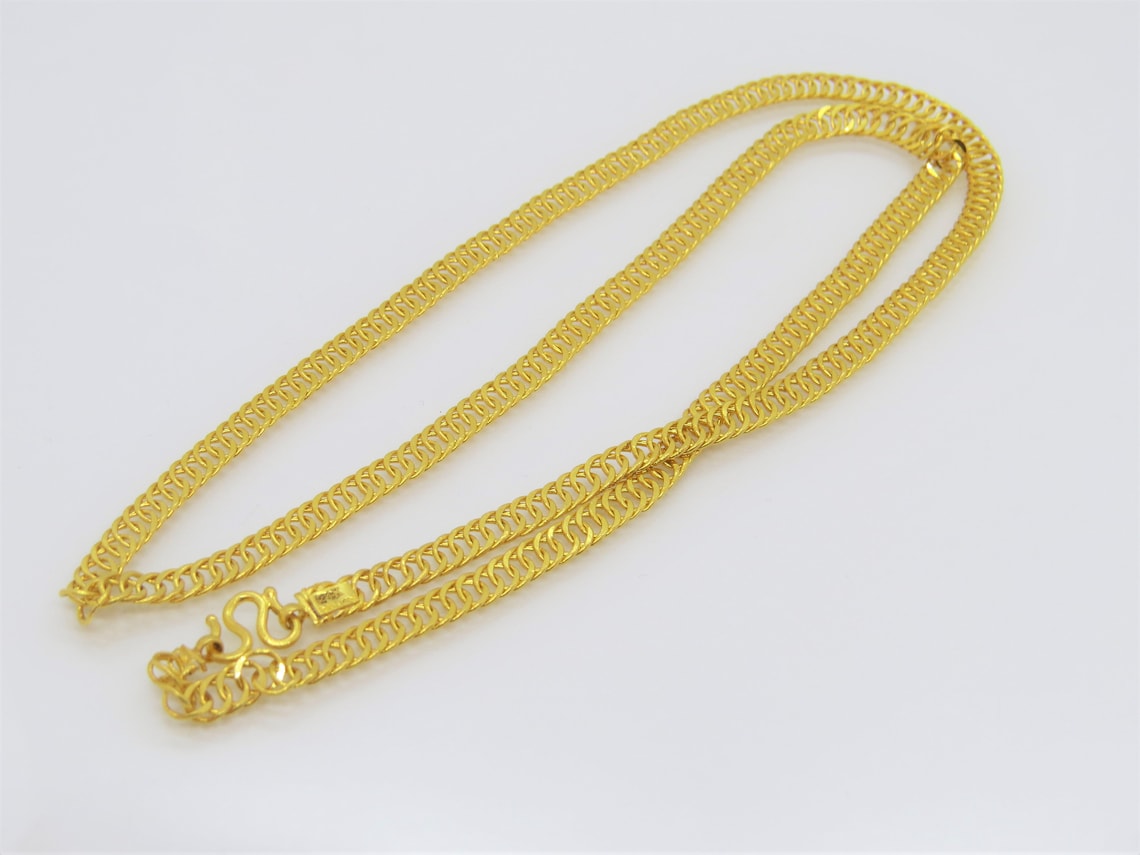Vintage 24K 980 Solid Gold Cuban Link Chain Necklace - Etsy