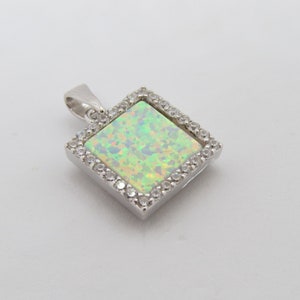 Vintage Sterling Silver White Opal, White Topaz Square Pendant - Etsy
