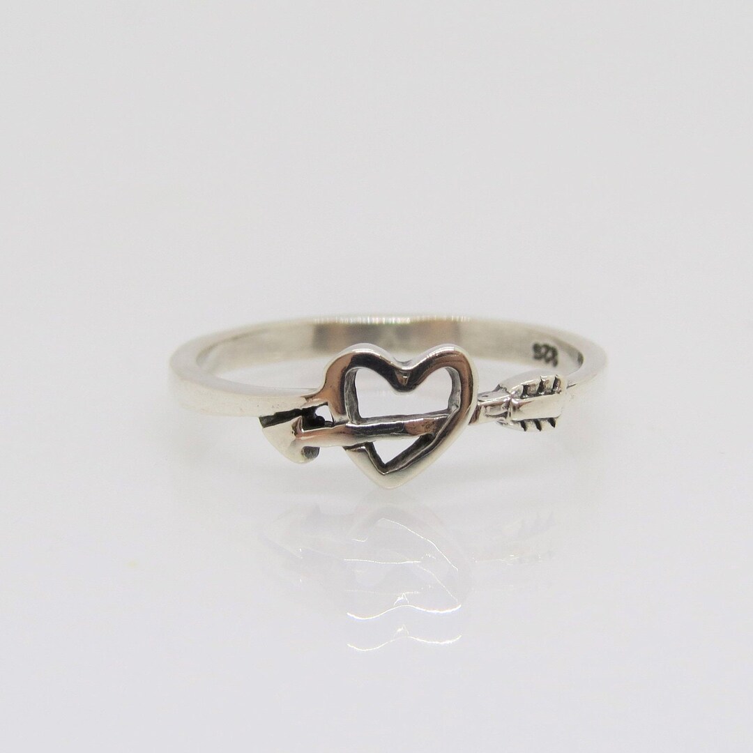Vintage Sterling Silver Heart Arrow Ring Size 7 - Etsy