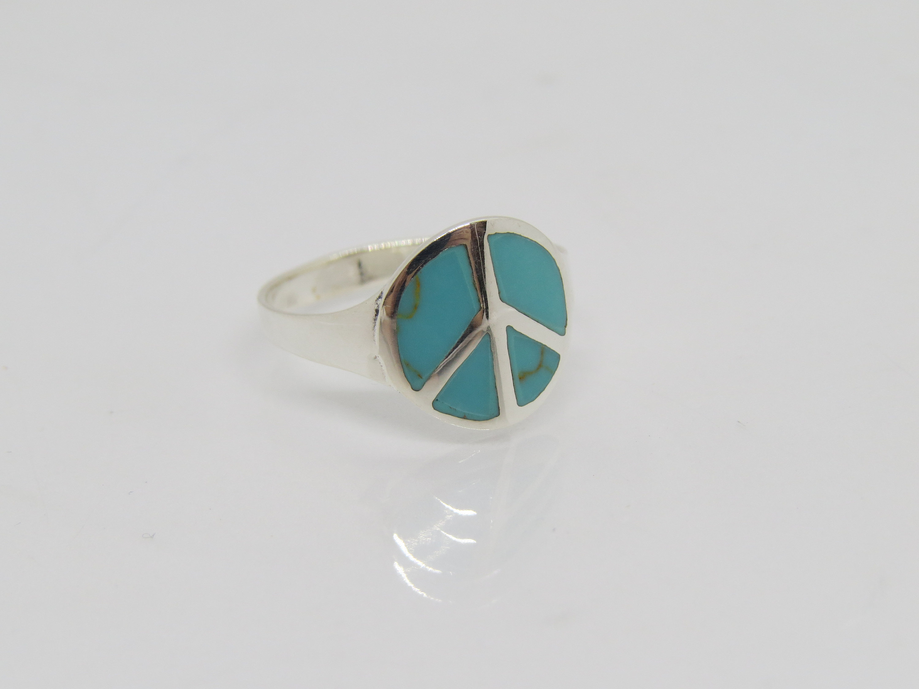 Vintage Sterling Silver Turquoise Peace Sign Ring Size 6 | Etsy