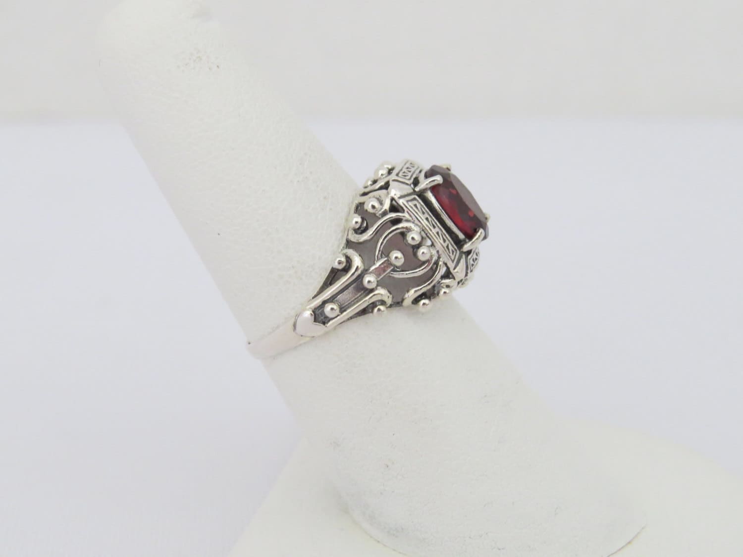 Vintage Sterling Silver Natural Oval Garnet Ring Size 8 | Etsy