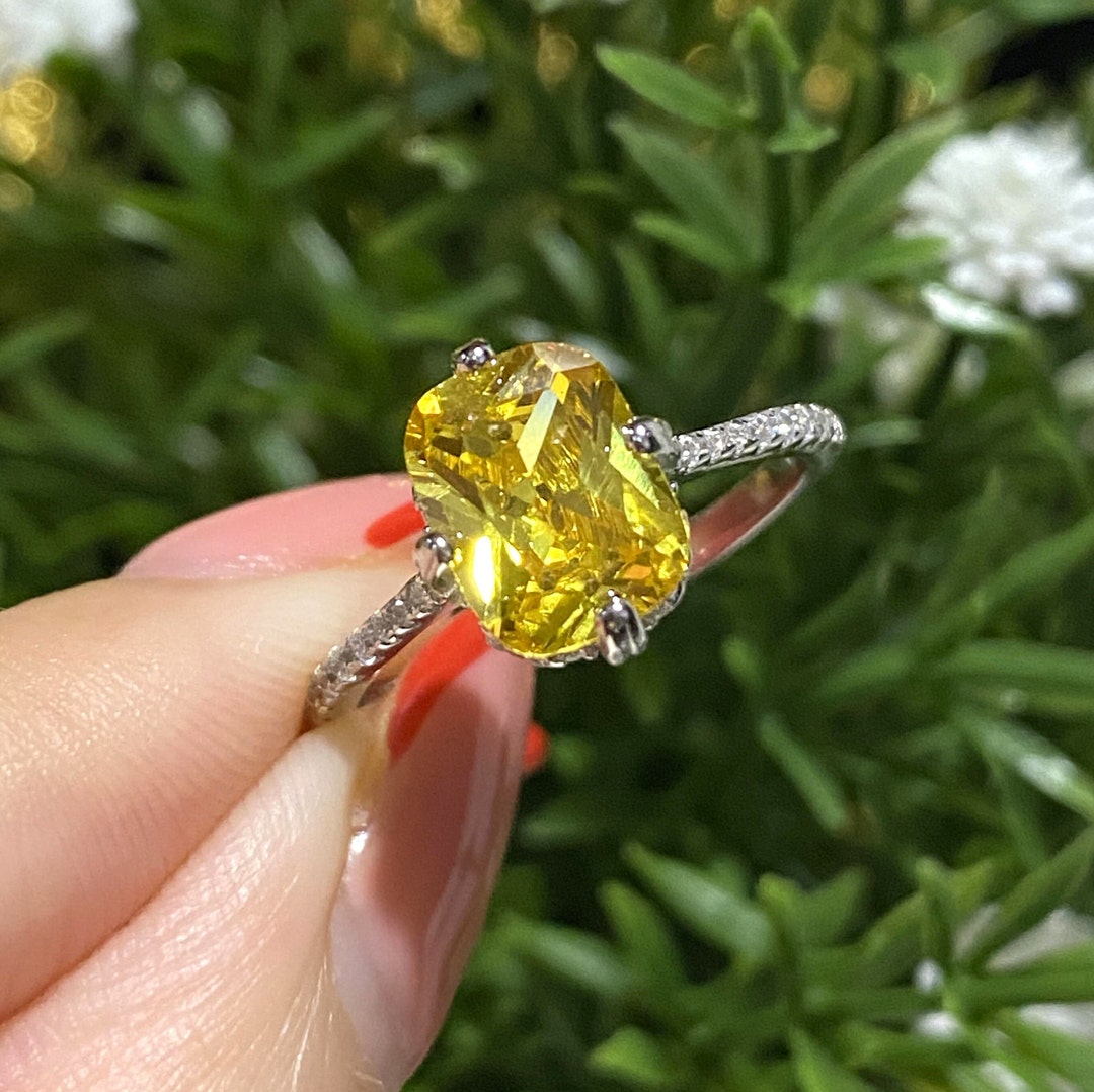 Vintage Sterling Silver Citrine & White Topaz Ring. - Etsy