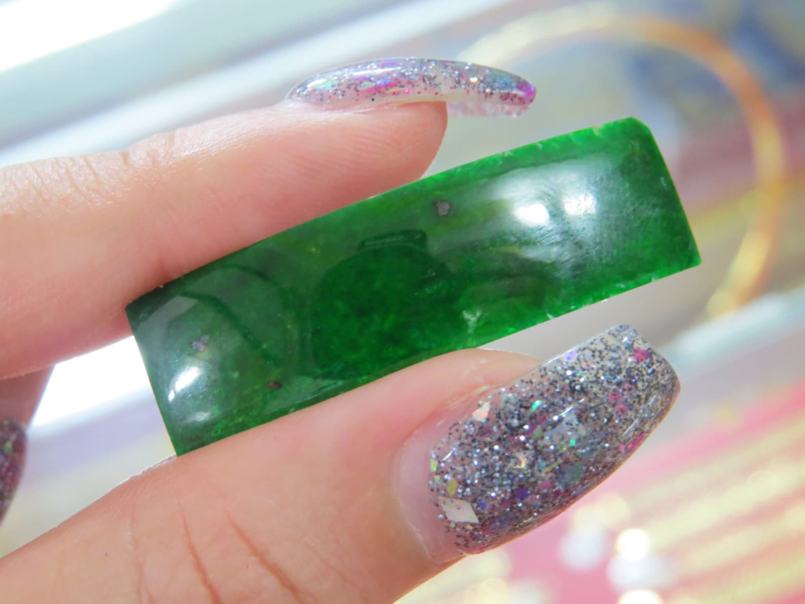 Vintage Natural Emerald Green Jade Jadeite Loose Gemstone for Cuff ...