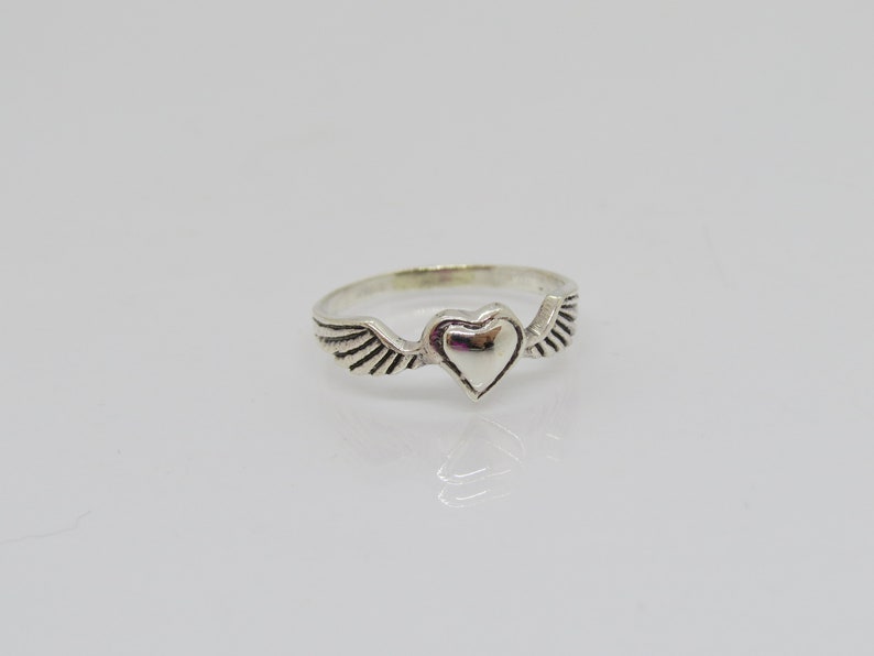Vintage Sterling Silver Heart & Wings Ring Size 9 - Etsy