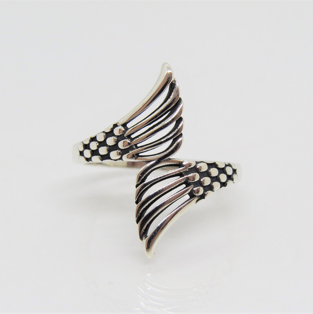 Vintage Sterling Silver Angel Wings Ring Size 8 - Etsy