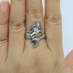 Vintage Sterling Silver Mermaid Adjustable Ring Size 8 - Etsy