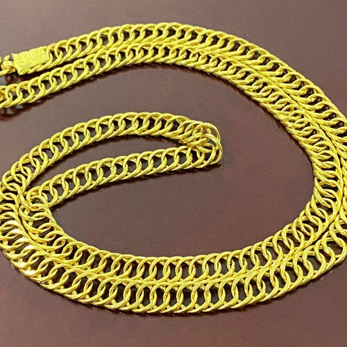Vintage 24K 980 Pure Gold Square Link Chain Necklace - Etsy