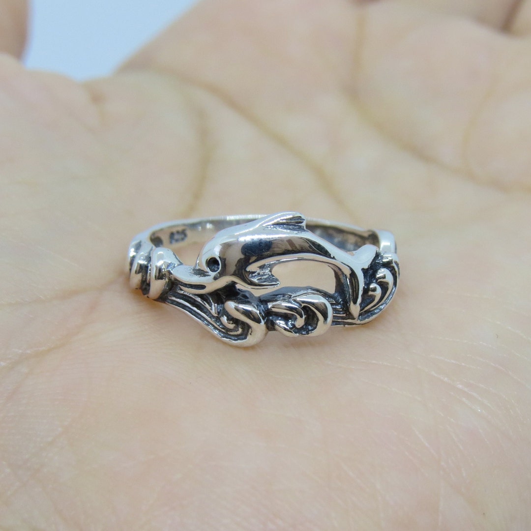 Vintage Sterling Silver Dolphin Ring Size 7 - Etsy