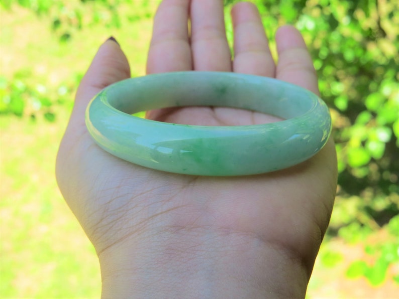 Vintage Translucent Natural Green Jadeite Jade Bangle Bracelet | Etsy