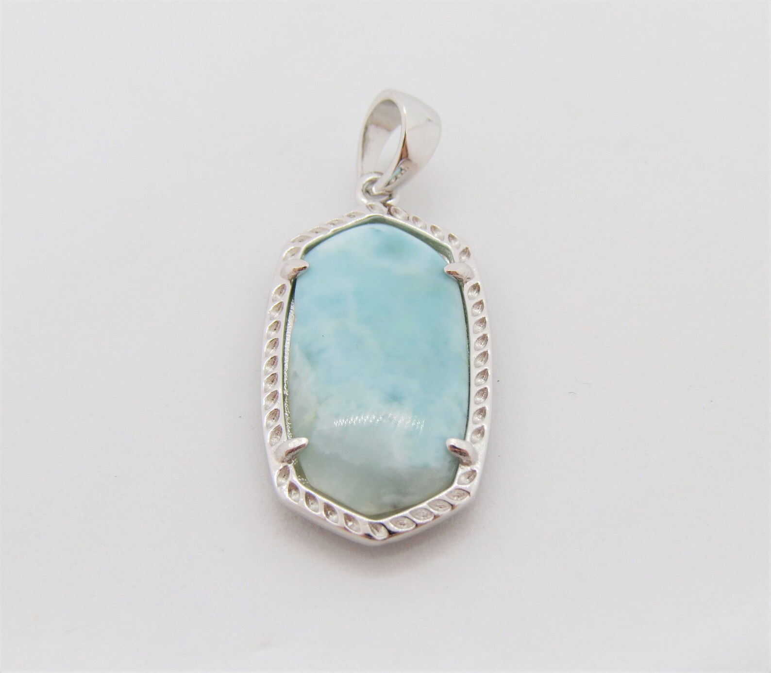Vintage Sterling Silver Natural Larimar Coffing Pendant - Etsy