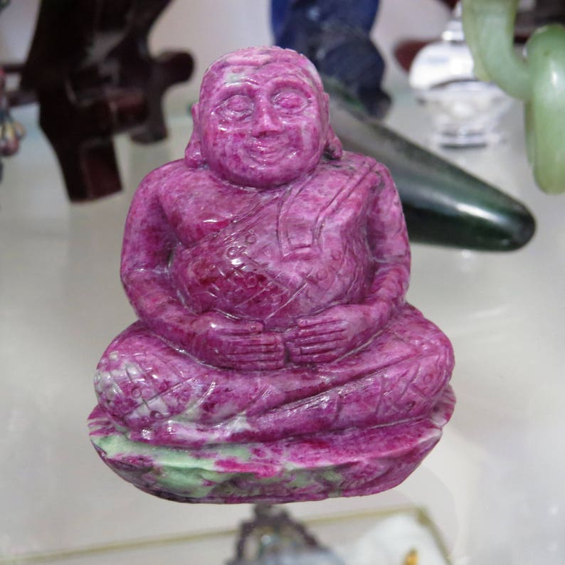 Antique Vintage 1256ct RED RUBY ZOISITE Carved Buddha Statue | Etsy