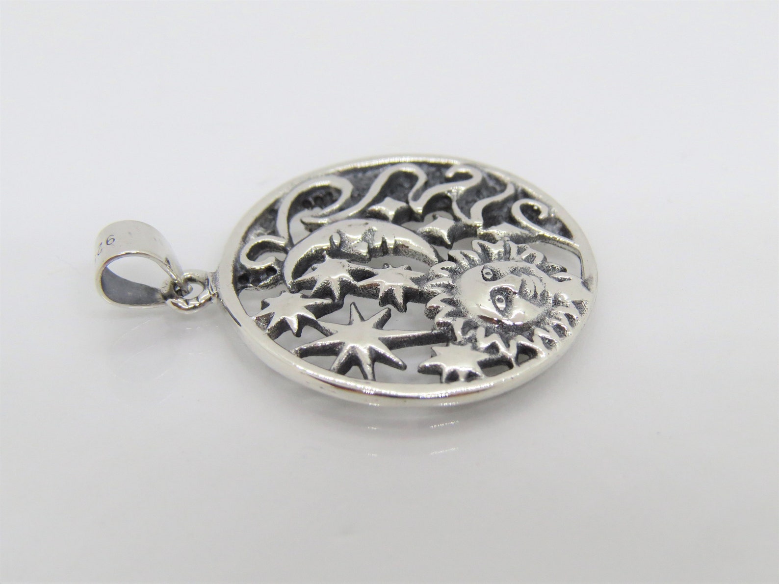 Vintage Sterling Silver Sun & Moon Charm Pendant - Etsy