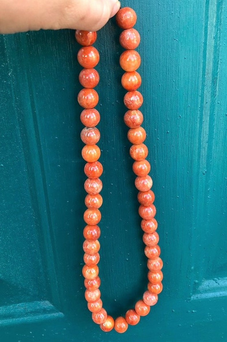 Vintage Translucent Orange Red Jadeite Jade Necklace 22'' Length - Etsy