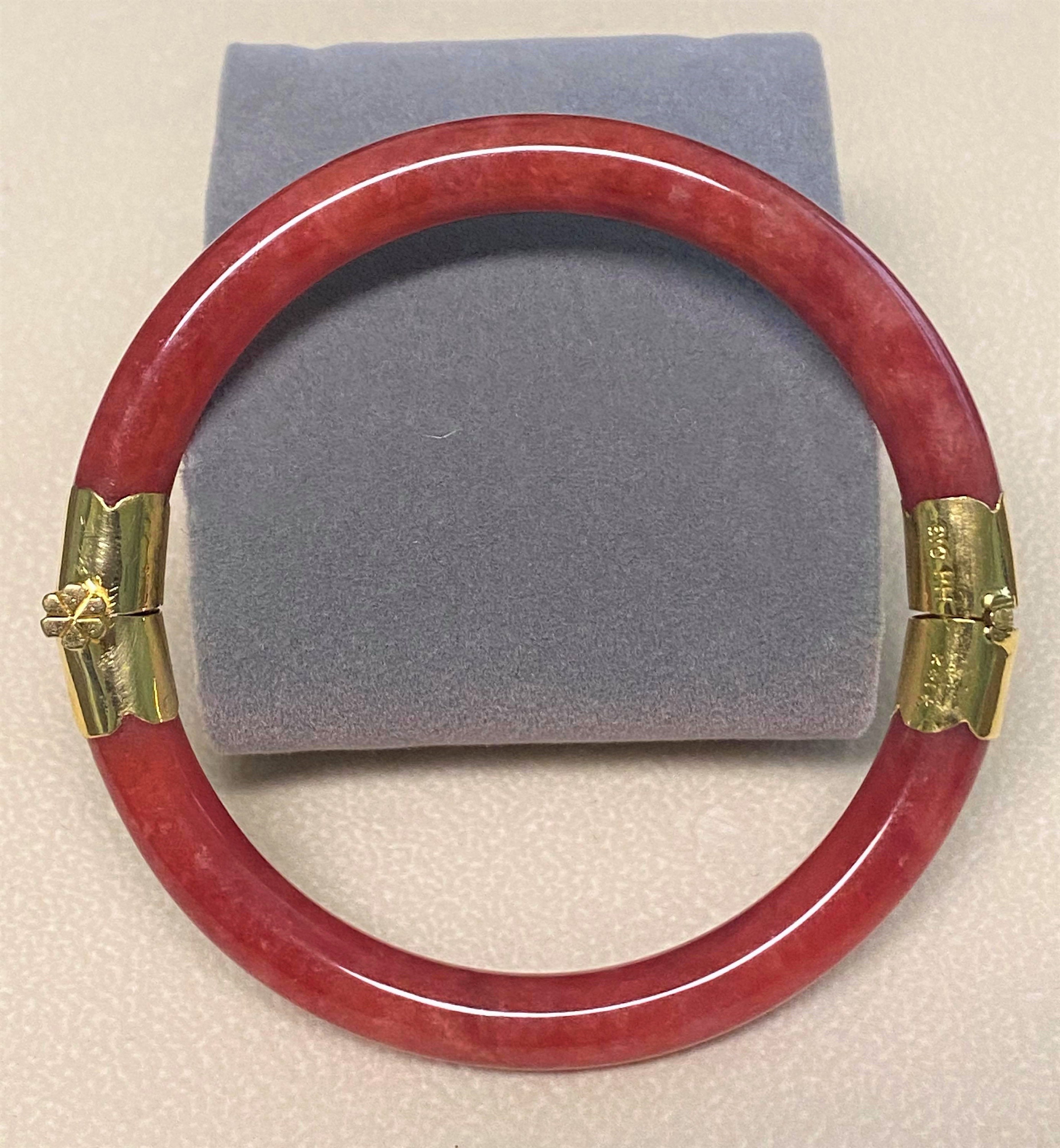 Vintage 18K Solid Gold Translucent Red Jadeite Jade Hinged | Etsy