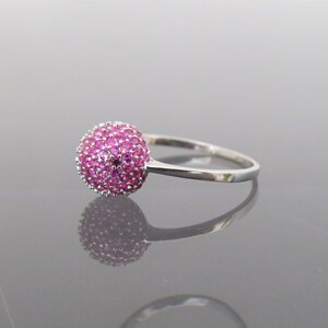 Vintage 18K Solid White Gold Ruby Ball Pave Ring Size 6 - Etsy