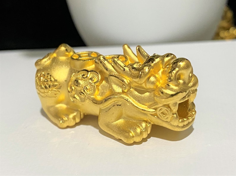 24K 999 Pure Gold Pixiu Dragon Charm Pendant Make for - Etsy
