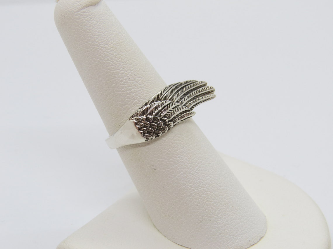 Vintage Sterling Silver Carved Angel Wing Ring Size 7 - Etsy