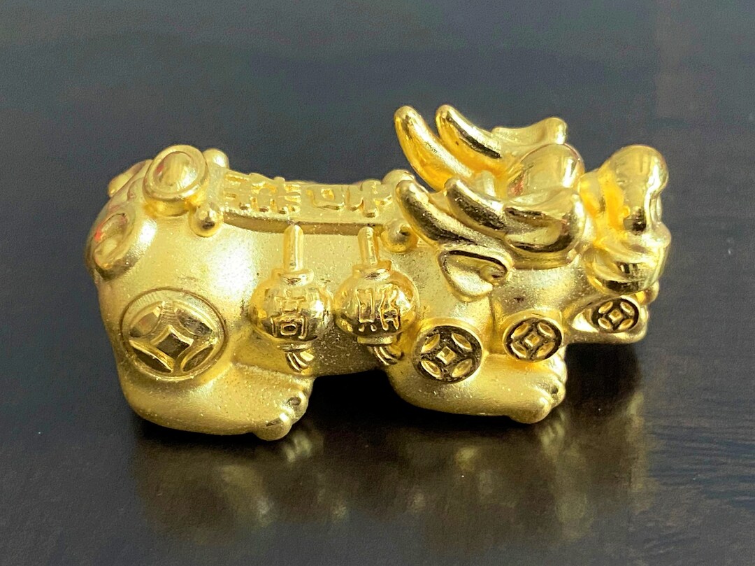Vintage 24K 999 Yellow Gold 3D Luck Wealth Pixiu Charm Pendant Make for ...