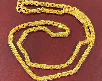 Vintage 24K 980 Solid Pure Gold Anchor Dragon Rolo Link Chain Necklace ...