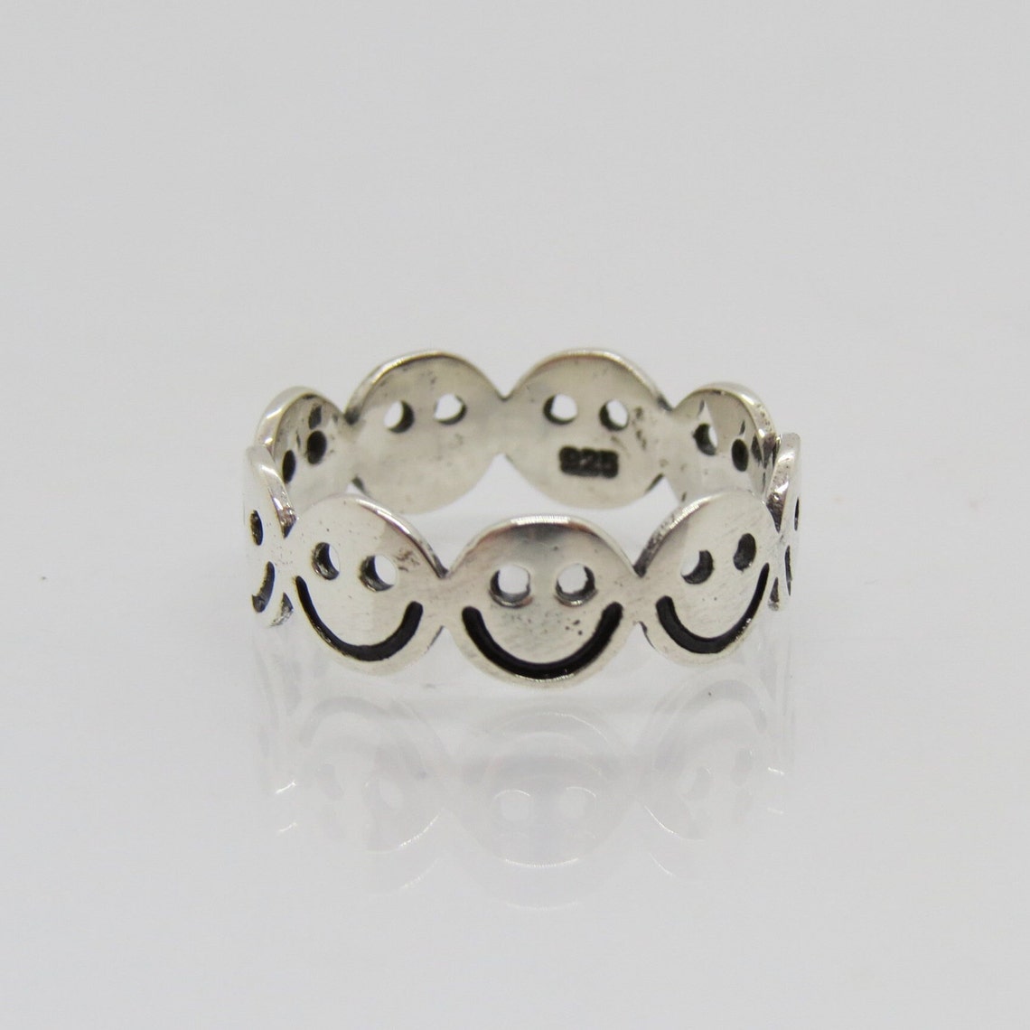 Sterling Silver Face Smiley Band Ring Size 7 - Etsy