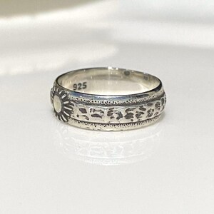 Sterling Silver Sun Band Ring. - Etsy