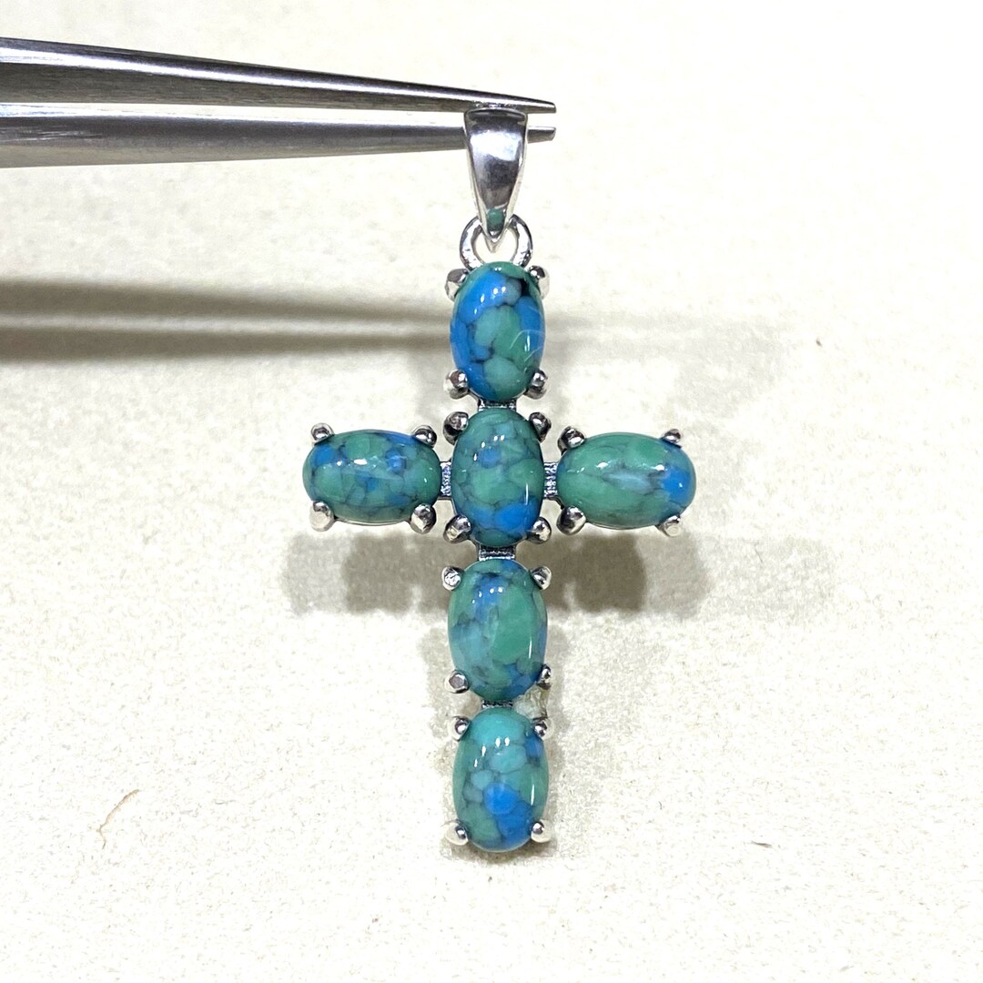 Sterling Silver 925 Turquoise Cross Pendant. - Etsy