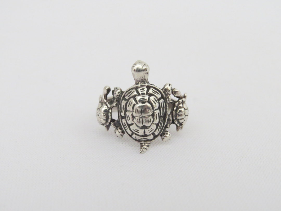 Vintage Sterling Silver Turtles Ring Size 6 - Etsy