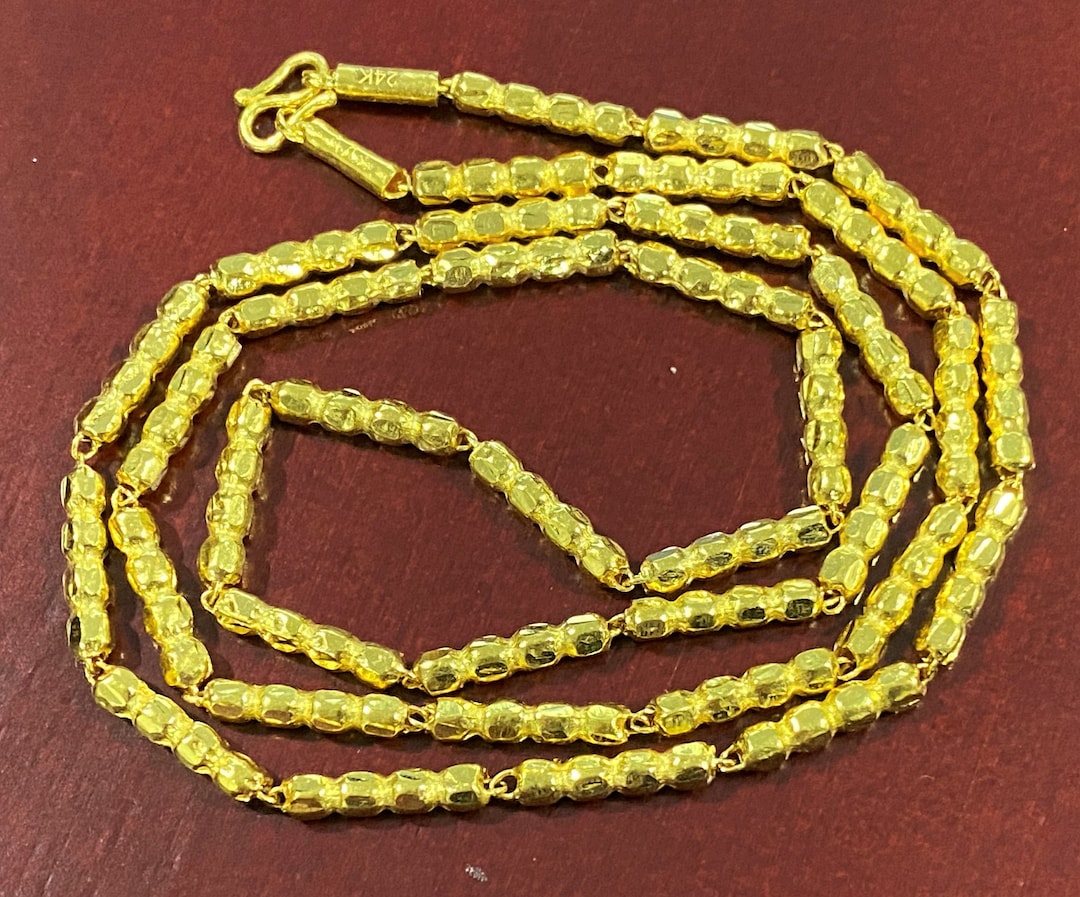 Vintage 23K 980 Pure Gold Balls Link Chain Necklace 18'' - Etsy