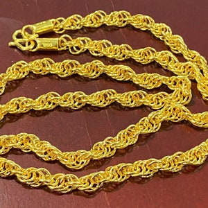 Vintage 24K 980 Pure Gold Twisted Link Chain Necklace 19'' - Etsy