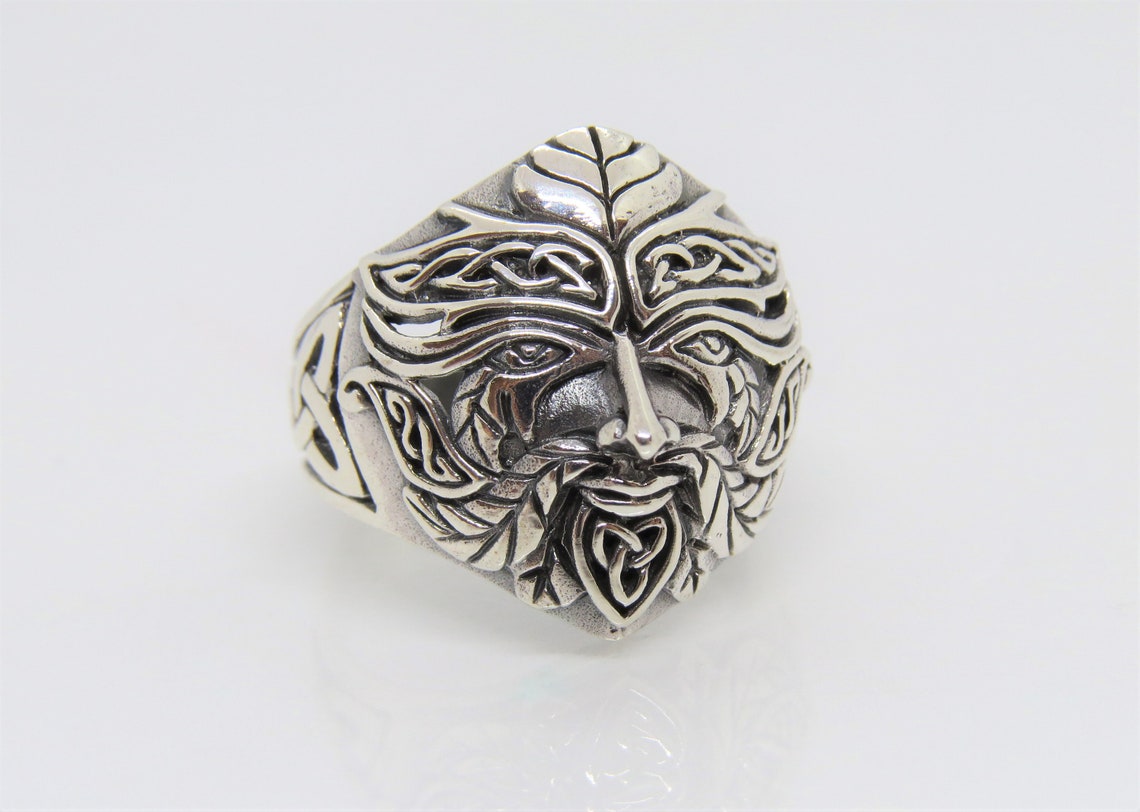 Vintage Sterling Silver Green Man Men's Ring Size 10 - Etsy