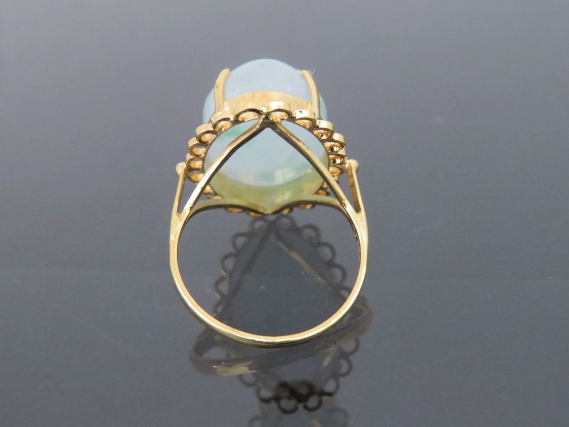 Vintage 18K Solid Yellow Gold Natural Light Green White | Etsy