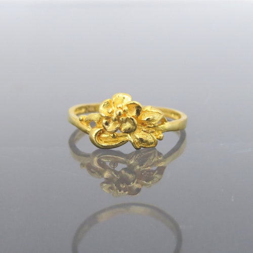 Vintage 24K 980 Pure Gold Floral Ring Size 6.25 - Etsy